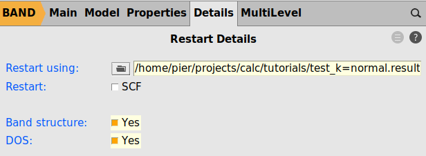Restart the DOS or band structure with BAND — Tutorials 2024.1 documentation