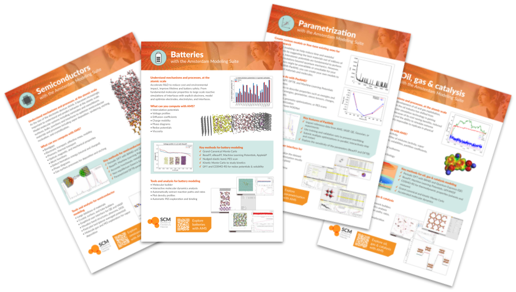 New flyers: batteries, semiconductors, polymers, oil & gas & catalysis, parametrization ...